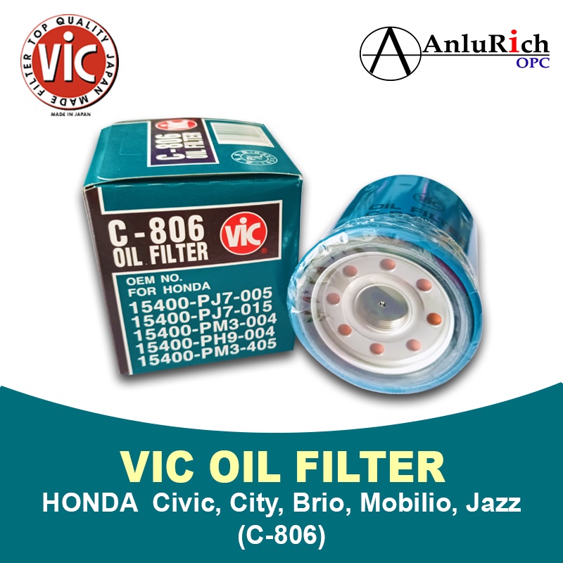 Vic Oil Filter C-806 Honda Civic, City, Brio, Mobilio, Jazz (C806) | Shopee Philippines