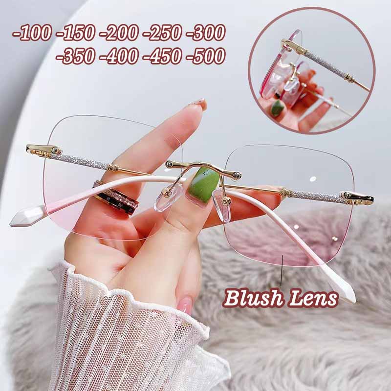 Red Myopia Glasses Eyeglasses Myopia Frameless Frameless Computer ...