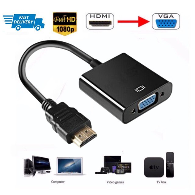 HDMI To VGA Converter Adapter Cable for HDMI PC Laptop VGA monitor ...