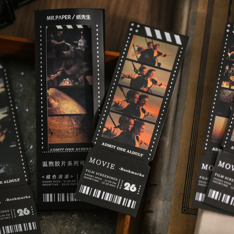 10 Sheets Retro Paper Texture Standable Movie Themes Film Bookmarks ...