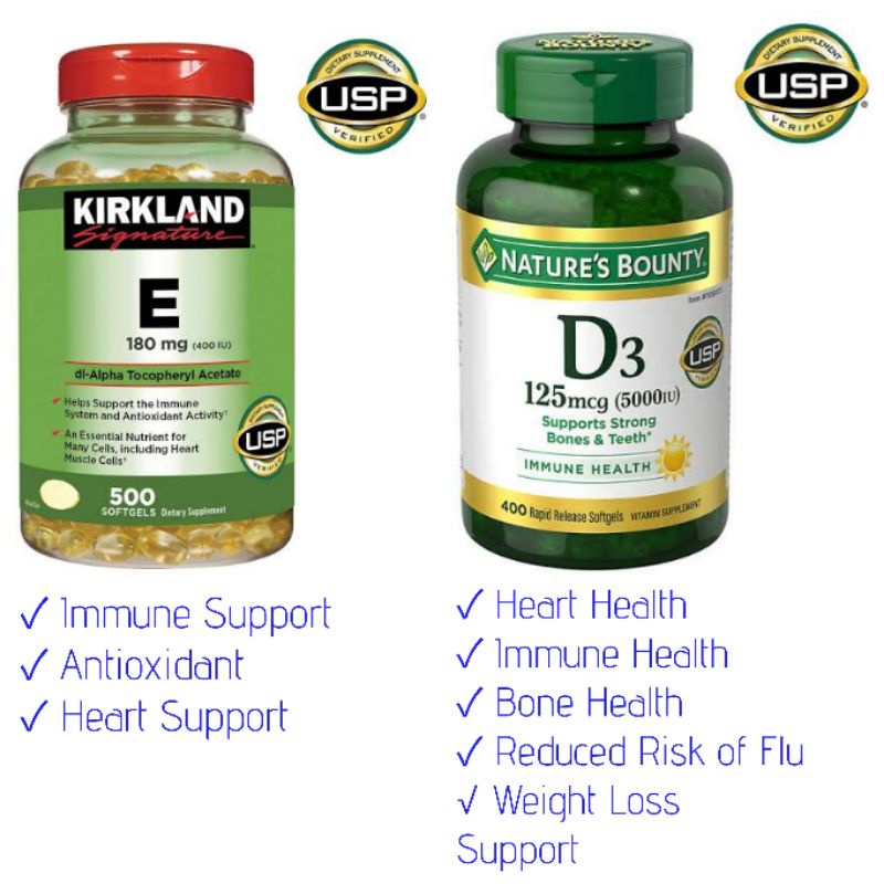 Vitamin E (500 Softgels) EXP: 1/2027• Vitamin D3 (400 Softgels ...