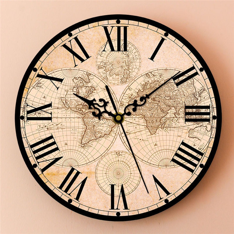 17th Century Antique World Map Art Printing Wall Clock 12 Inch World ...