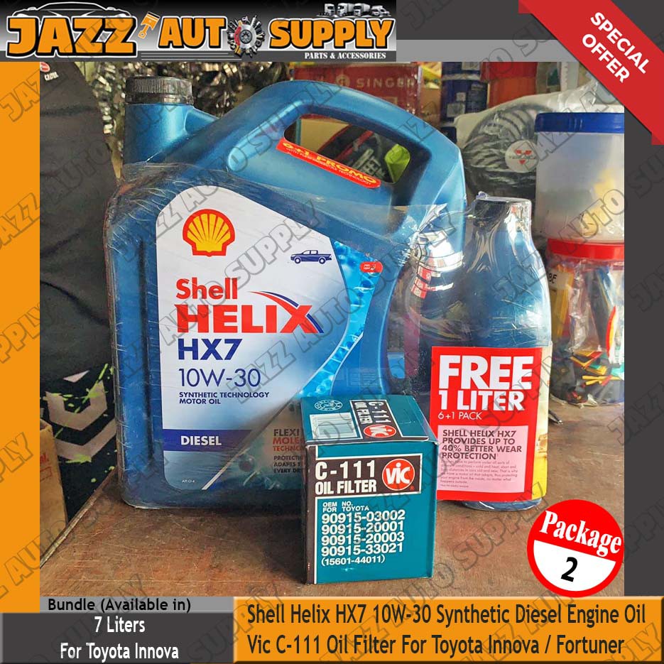 Shell Helix HX7 Diesel 10W-30 Synthetic Engine Oil Bundle + Vic Oil ...