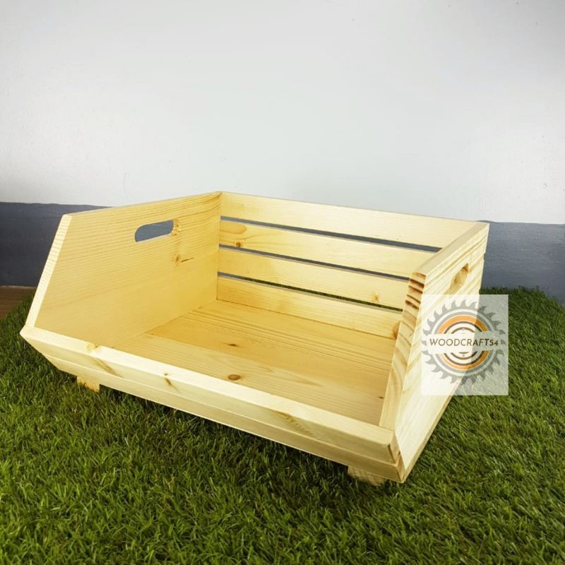 Wooden Crate Stackable Bin | Varnished Smooth Finish L-12.5" W-11.5" H ...