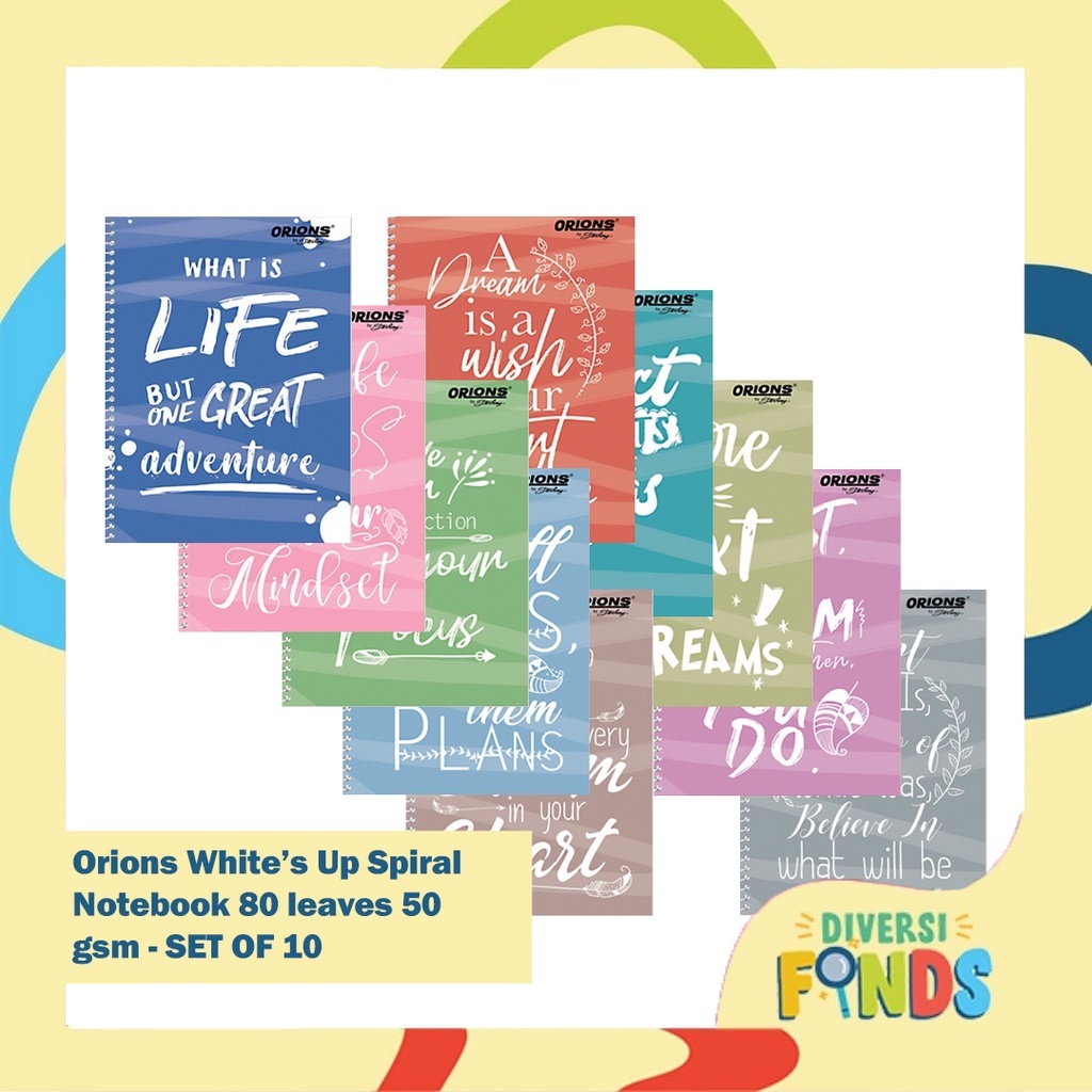 Orions White Ups Spiral Notebook W/Plastic Jacket - Set of 3, 6, 10 ...