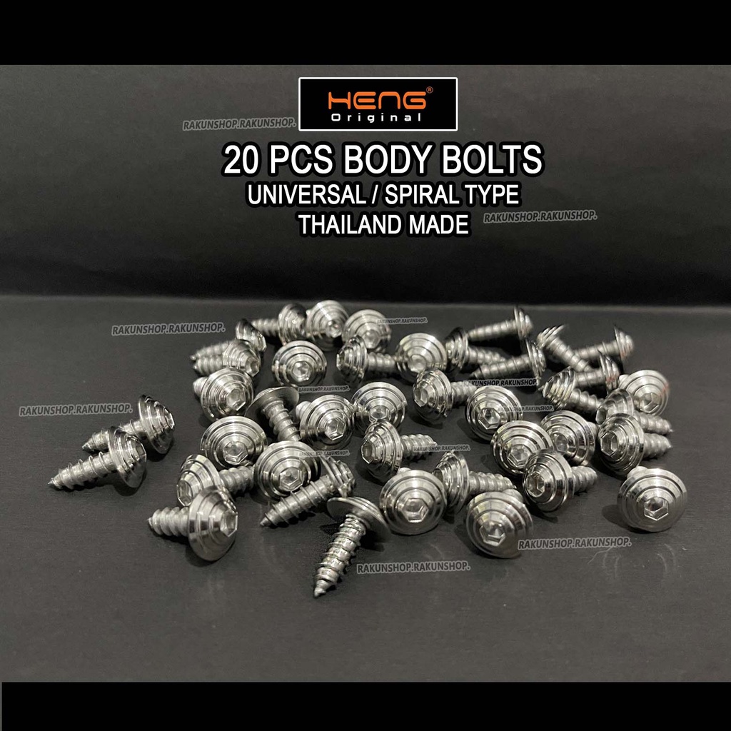20 PCS Original Heng Silver Bolts Body Screw spiral Type universal Body ...