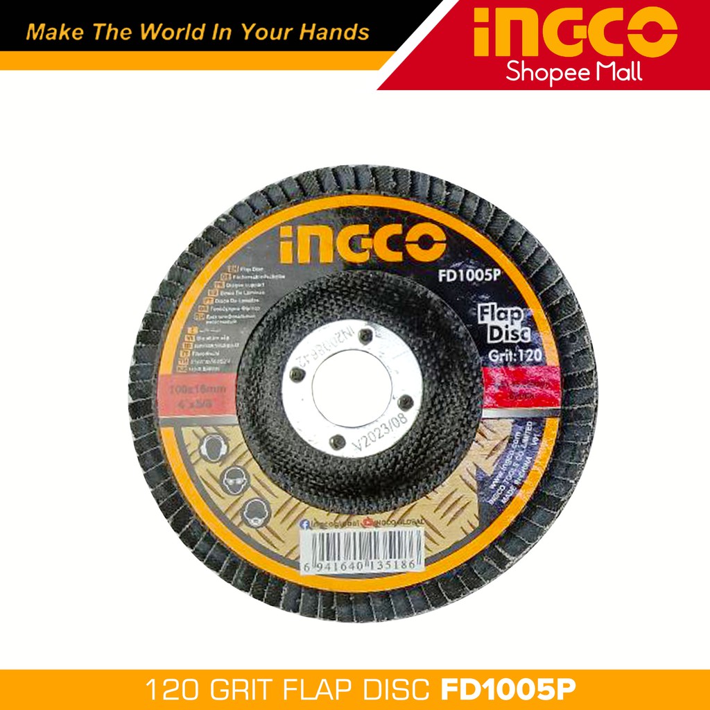 Ingco 4" (100mm) Flap Disc SOLD PER PIECE P120 FD1005P | P320 FD1008P ...