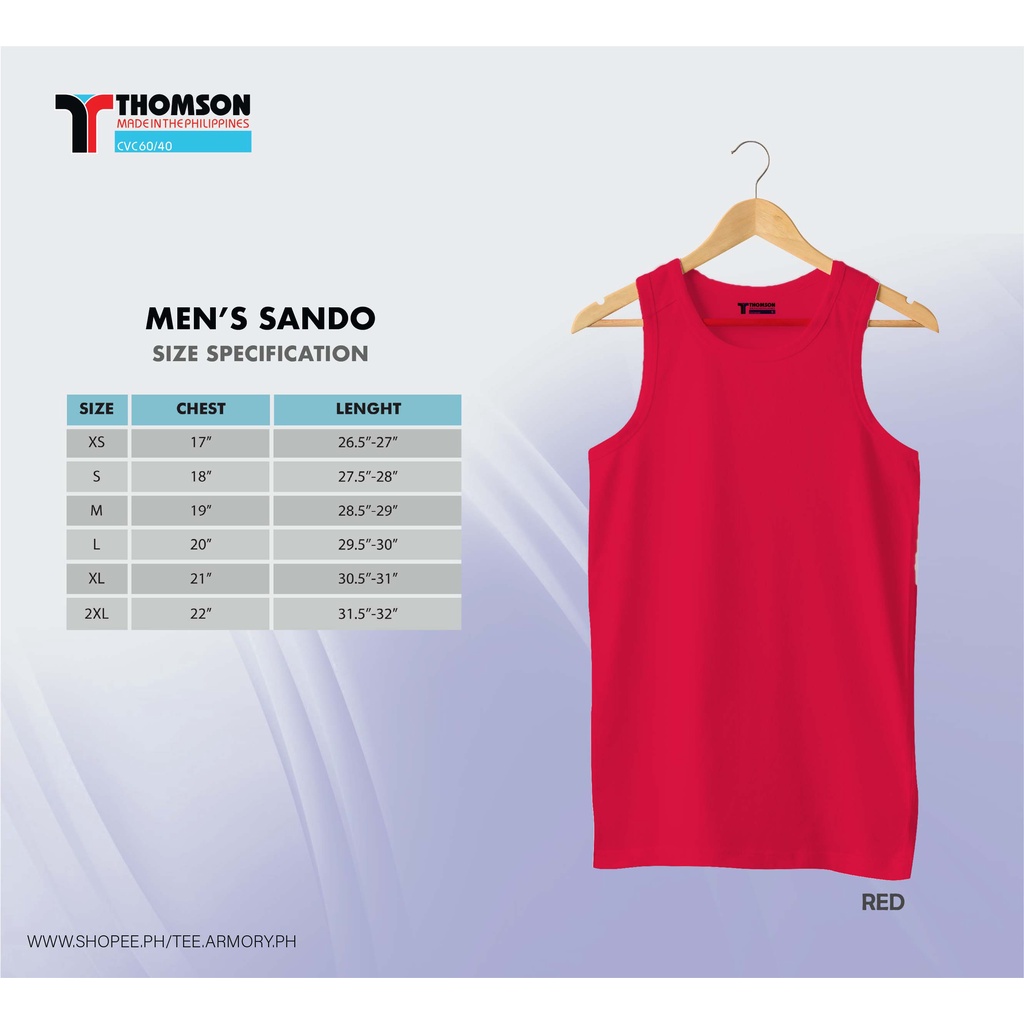 THOMSON MEN'S SANDO SIZES XS-S-M-L-XL-XXL - TANKTOP INNERWEAR FOR ...
