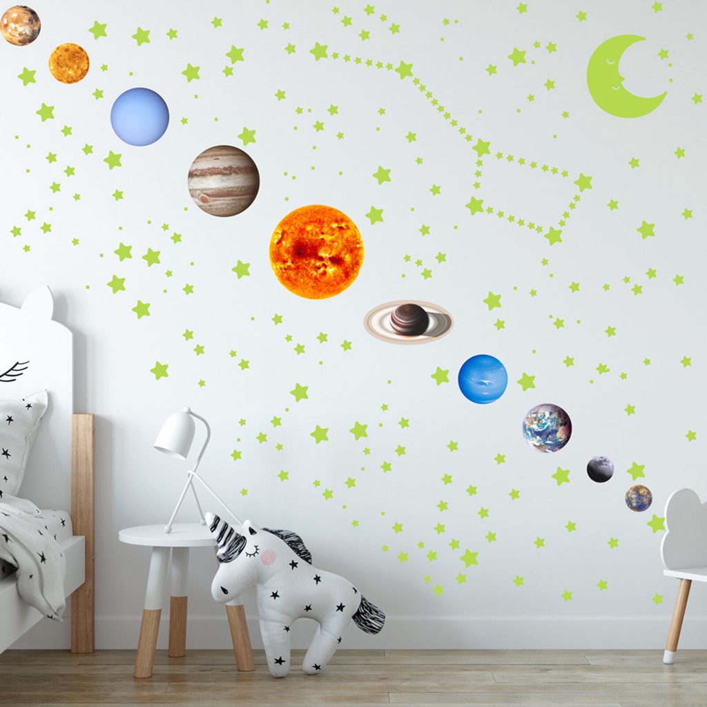 525pcs Glowing in The Dark Stickers Solar System Glowing Wall Ceiling ...