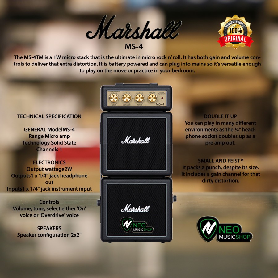 Marshall MS4 Micro Stack Electric Guitar Amplifier Original | Shopee Philippines
