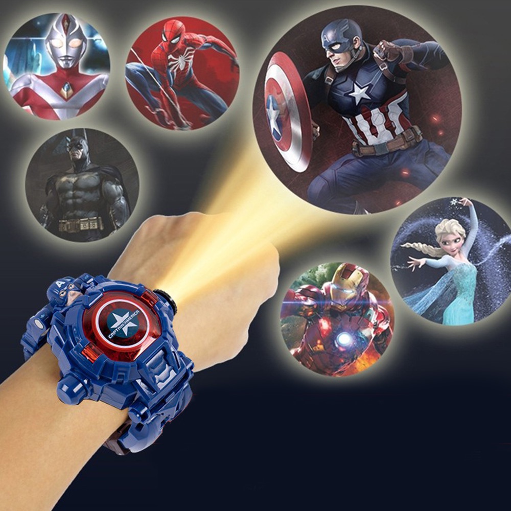 Spider Man Projection Watches Deformable Superheros Electronic Watch ...