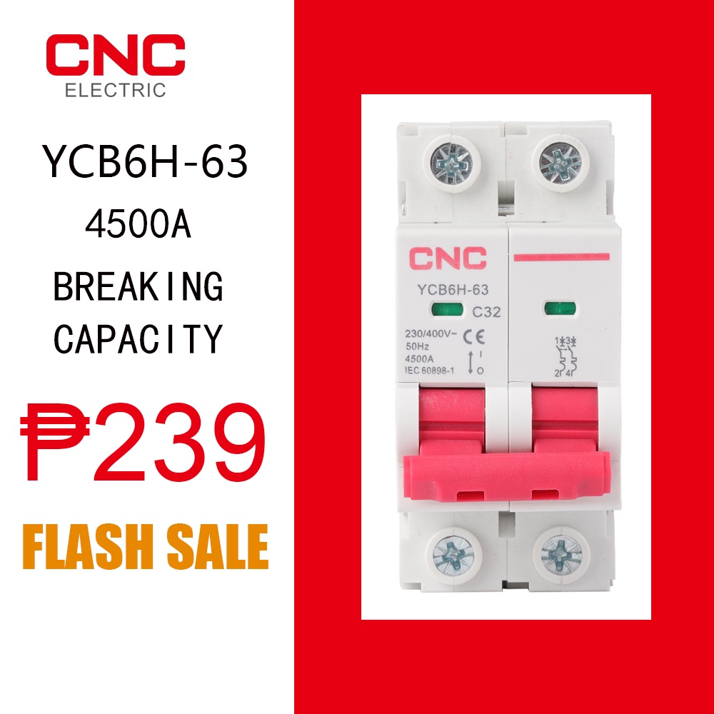 CNC YCB6H-63 2P 36mm Miniature Circuit Breaker MCB 2 Poles Din Rail ...
