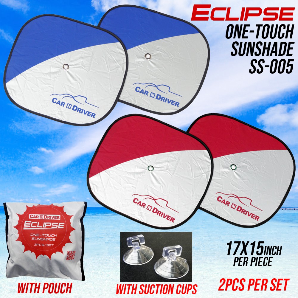 Sunshade Eclipse Silver with design One Touch Foldable for Cars 2pcs ...