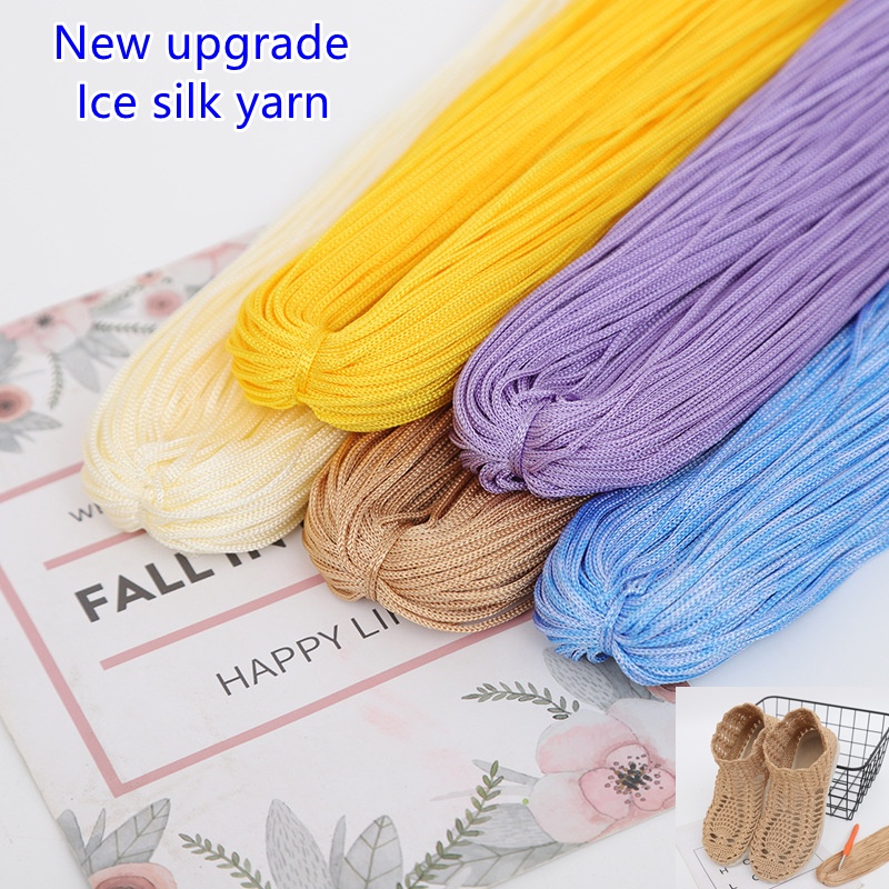 Color Nylon Cord Summer Crochet Yarn Hollow Line Macrame DIY Hand-Woven ...