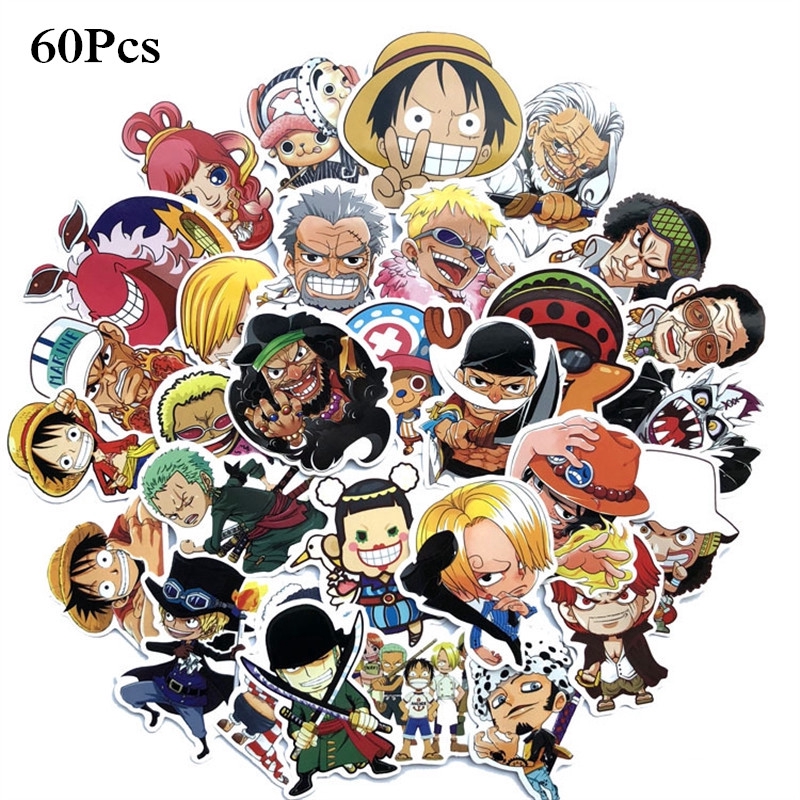 ☠ One Piece Stickers ☠ 60Pcs/set Waterproof DIY Laptop Fridge ...