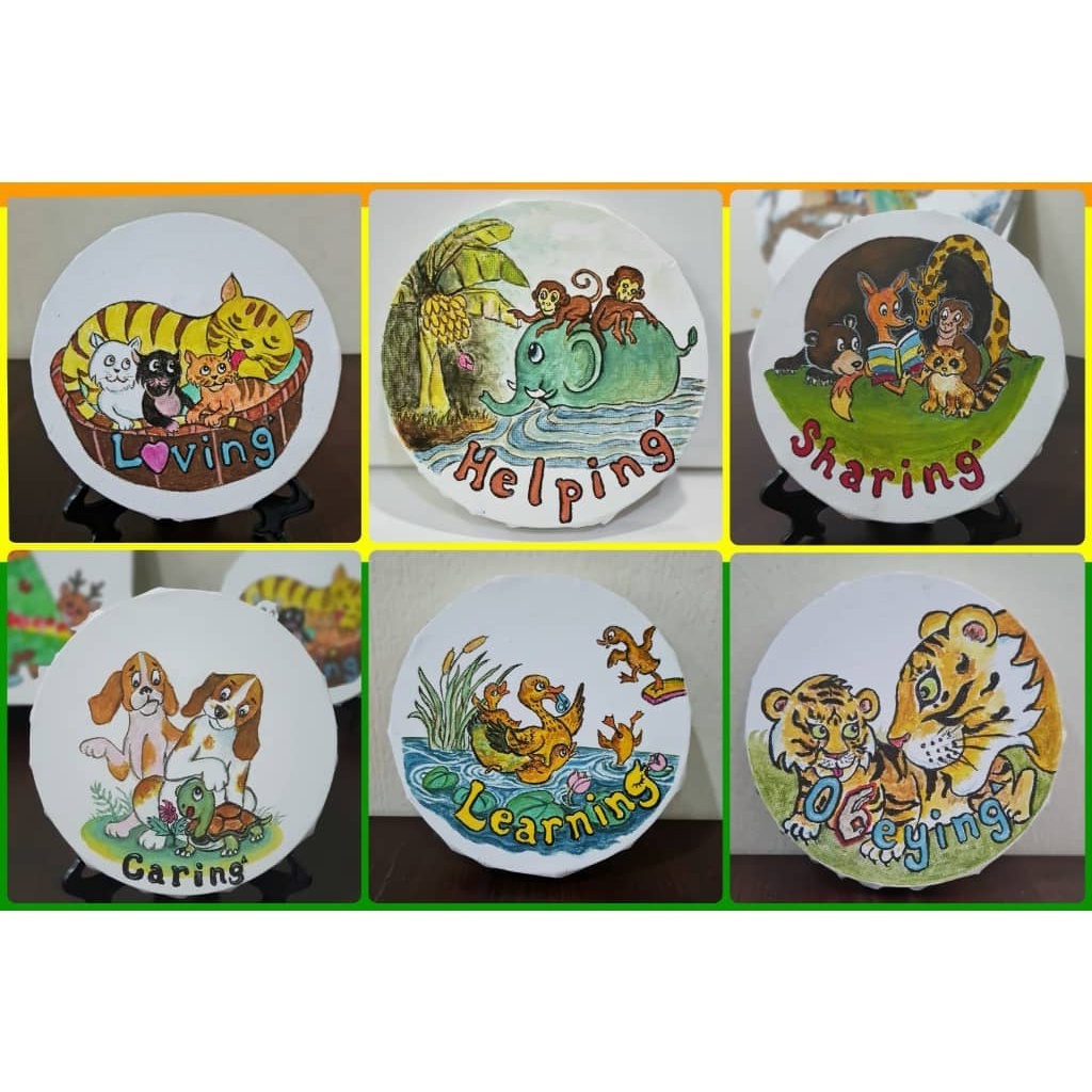 Round Canvas Painting 15cm - Hand Drawing Art Motivational Series ...