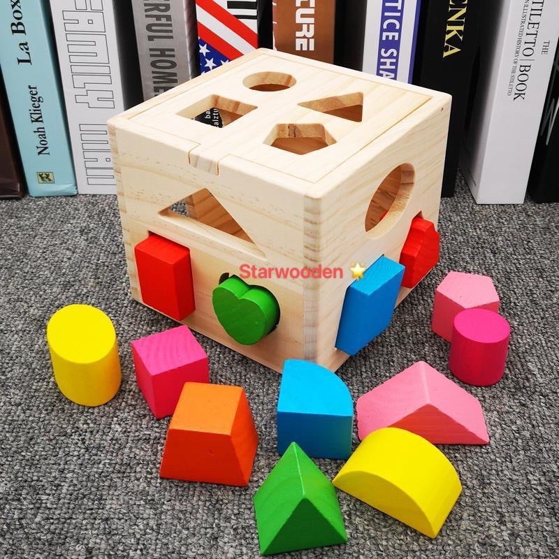 Sorter Toys with 15 Shape Blocks,Shape Sorting Cube Toy Box for ...