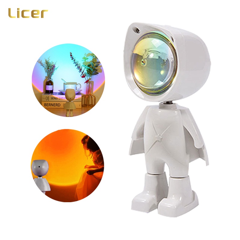 Licer Astronaut Robot Sunset Lamp USB Rechargeable Stepless Dimming ...