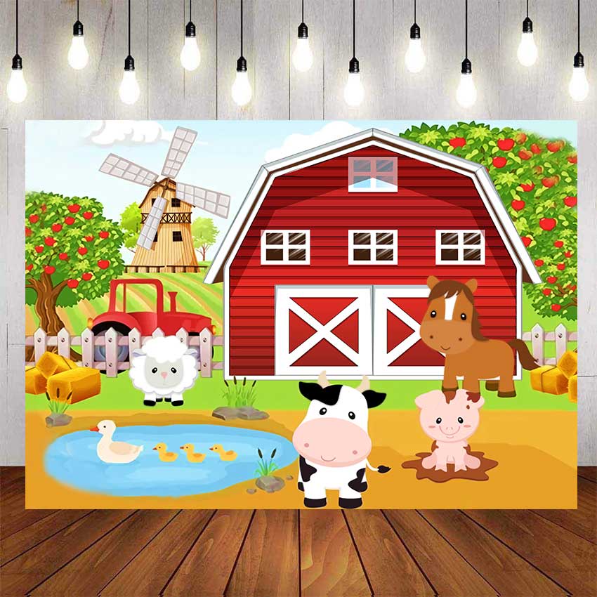 Farm Birthday Backdrop For Photography Baby Shower Kids Children Yellow ...