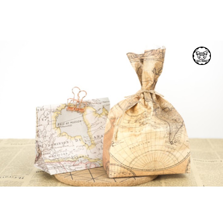 Vintage world map gift bag with sticky note (3 pcs) | Shopee Philippines