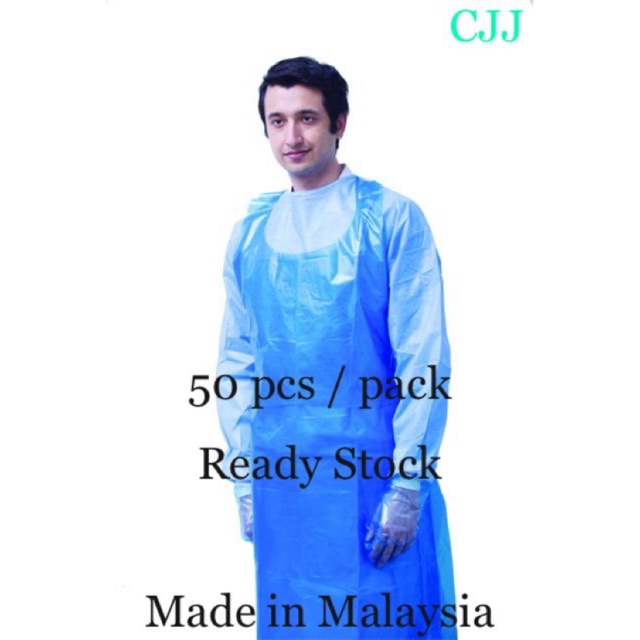 Frontliner Disposable Plastic Apron Blue Waterproof Ppe 50pcs Slip