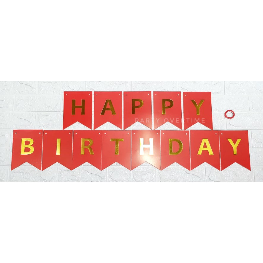 Gold Letters Happy Birthday Banner Banderitas Flag Party Decor | Shopee ...