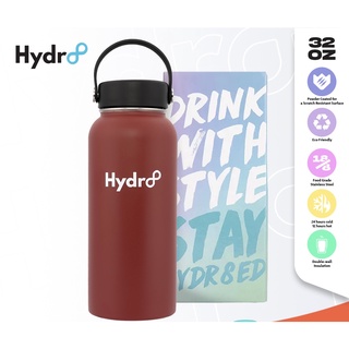 Hydr8 32oz Maroon Wide Mouth Vacuum Insulated Flask Stainless Water ...