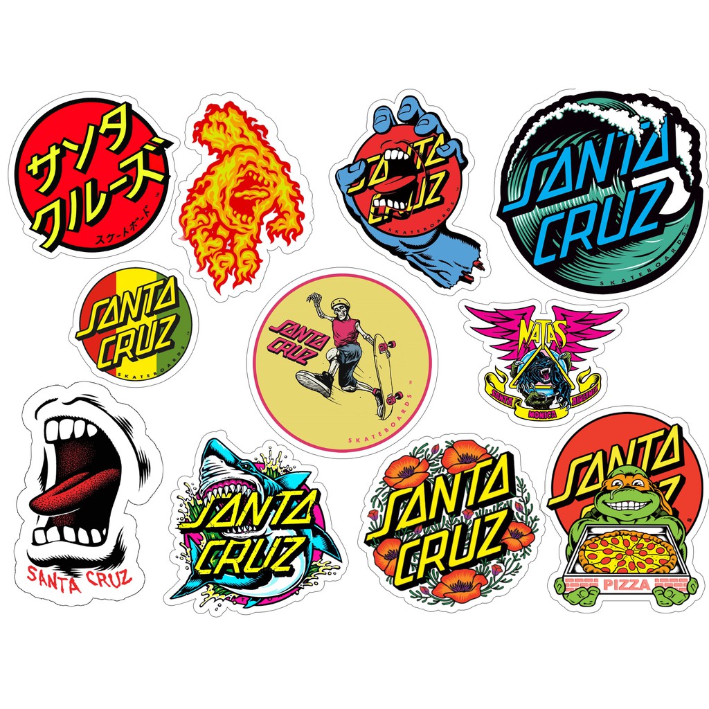 Santa Cruz Skateboards Ver. 2 Vinyl Sticker Pack (Vintage Stickers for ...