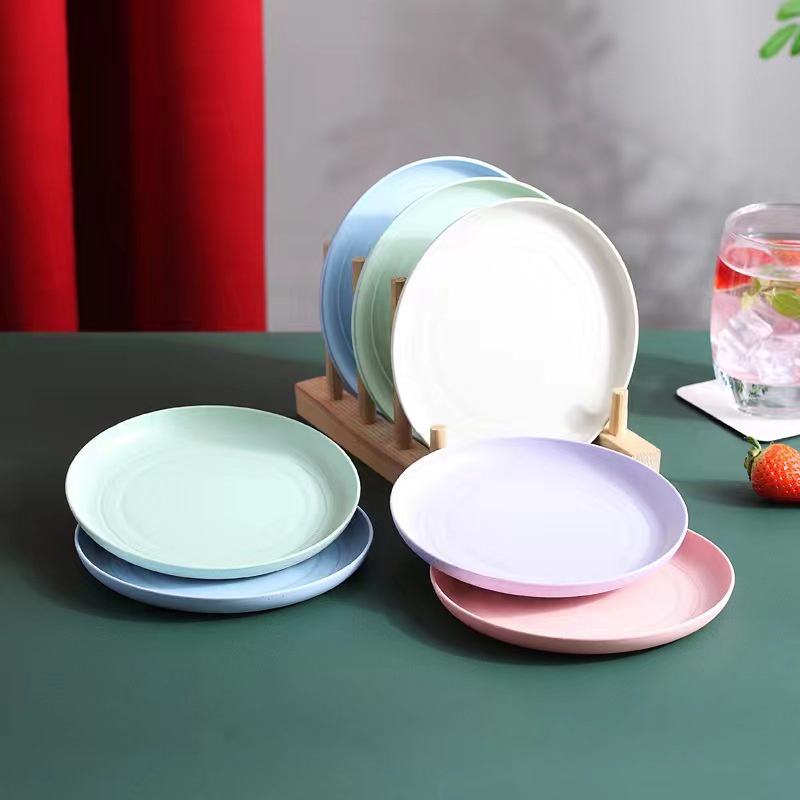 Japanese-style household wheat straw 6 in 1 set dinner plate cute wheat ...