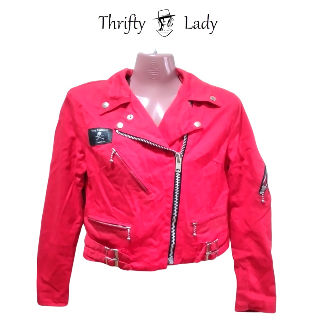 Preloved Red Cropped Denim Jacket (Sexy Dynamite) | Shopee Philippines