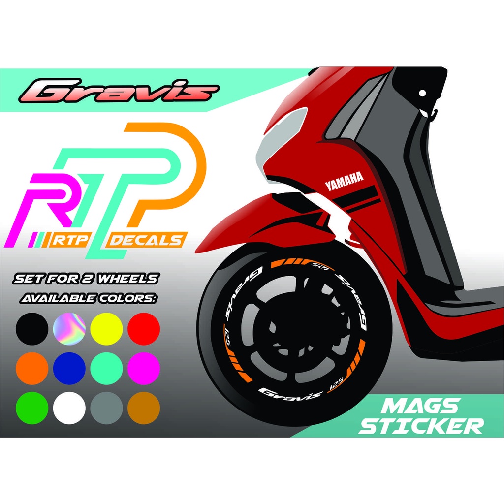Yamaha Gravis Mags Sticker Set for 2 wheels and 2 sides | Shopee ...