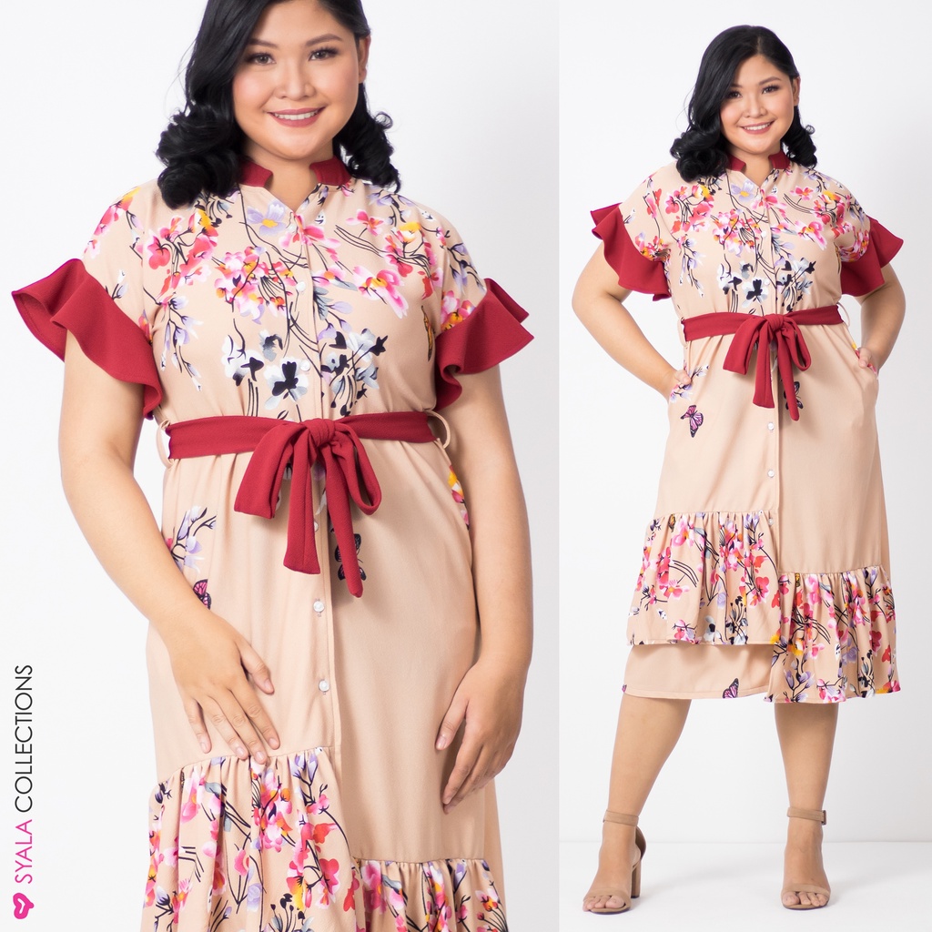 Chinese Collar Button Down Asymmetric Front Layer Midi Plus Summer ...