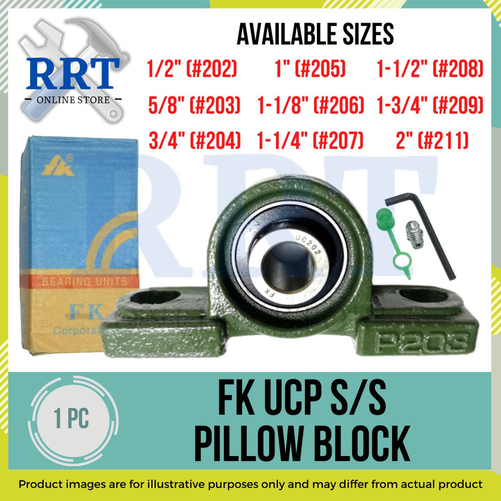 FK Bearing Units (UCP) S/S Pillow Block (1/2", 5/8", 3/4", 1", 1-1/8 ...