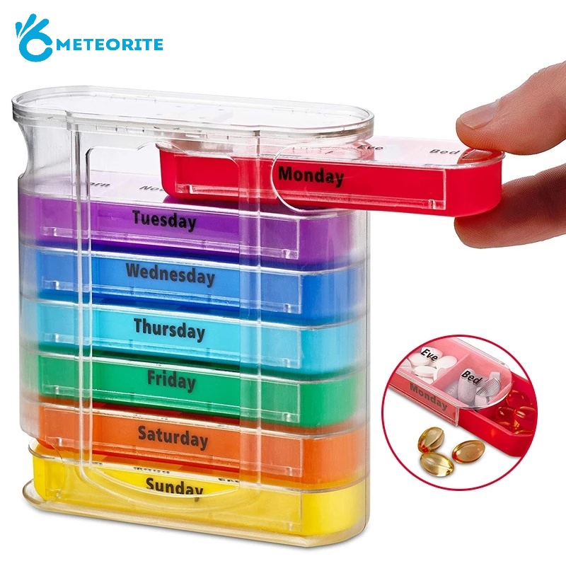 7 Days Daily 4 Times Drawer Type Plastic Medicine Storage Box/ 28 Grids ...