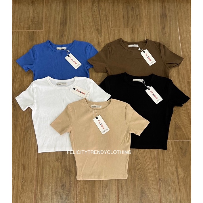 PULL&BEAR BASIC RIBBED TOP AUTHENTIC OVERRUNS | Shopee Philippines