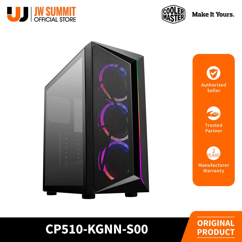 Cooler Master CMP 510 ARGB Strip Mid Tower Desktop Case (CP510-KGNN-S00 ...
