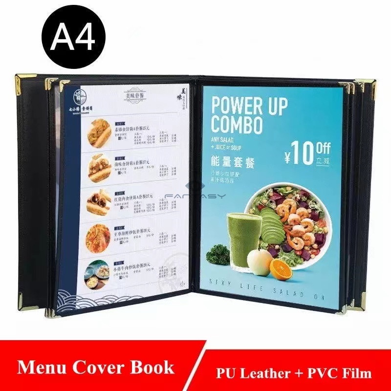 Premium A4 BLACK PU Leather Menu Cover Menu Folder Menu Book Price List ...