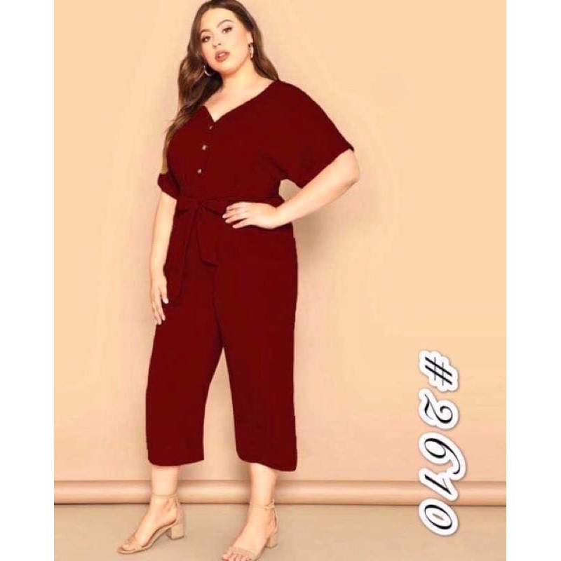 W.A fashion plus size plain jumpsuit button up jumpsuit | Shopee ...