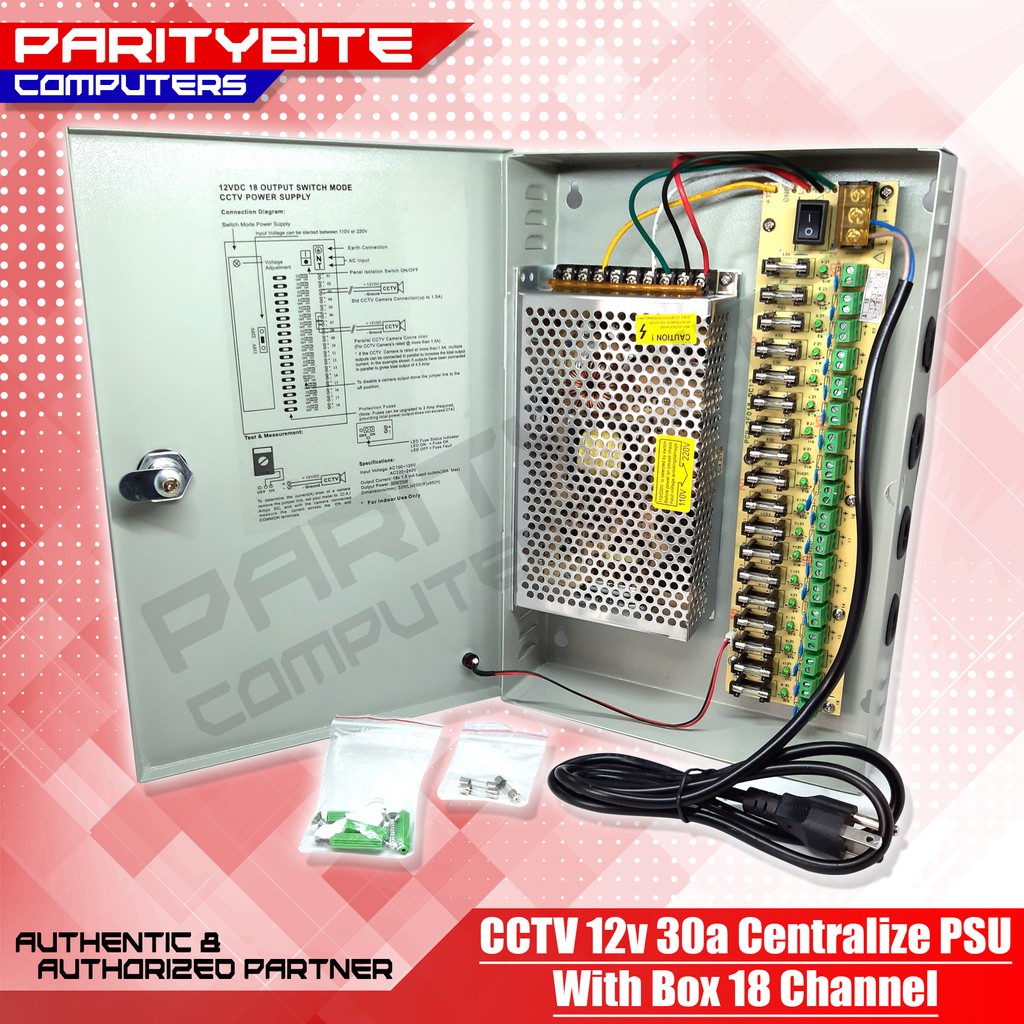 CCTV Centralize Power Supply Adapter DC 12V 30A W/ 18CH Box | Shopee ...