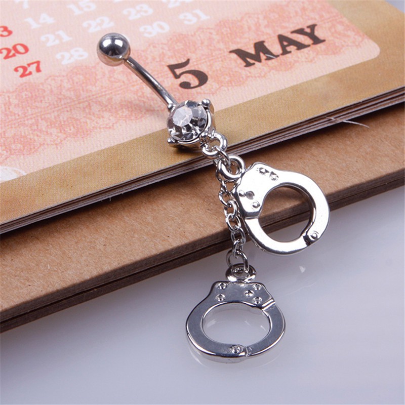 New Handcuffs Crystal Style Navel Belly Button Barbell Rings Body ...