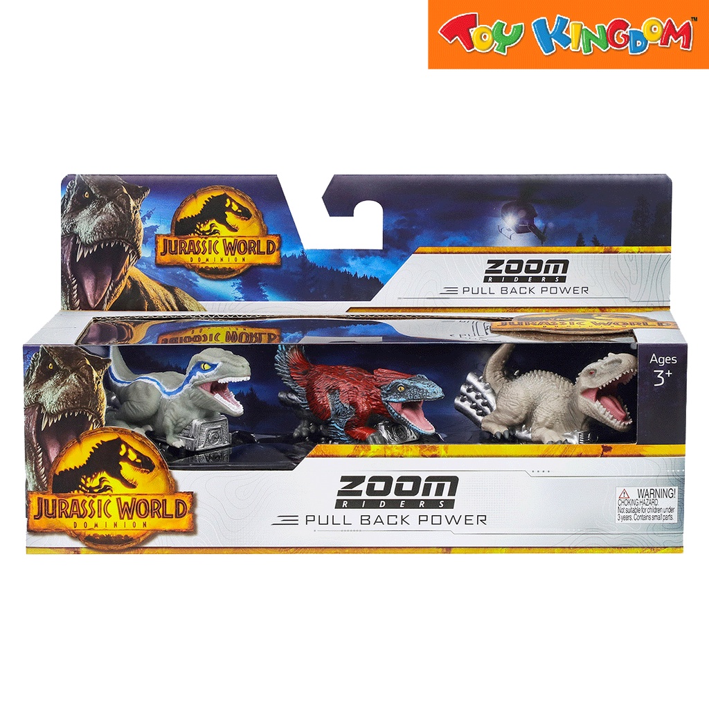 Jurassic World Zoom Riders Dominion Pyroraptor, Blue and Indominus Rex ...