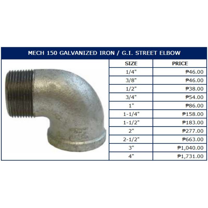 G.I. GALVANIZED IRON STREET ELBOW (1/4", 3/8", 1/2" ,3/4" , 1 ...
