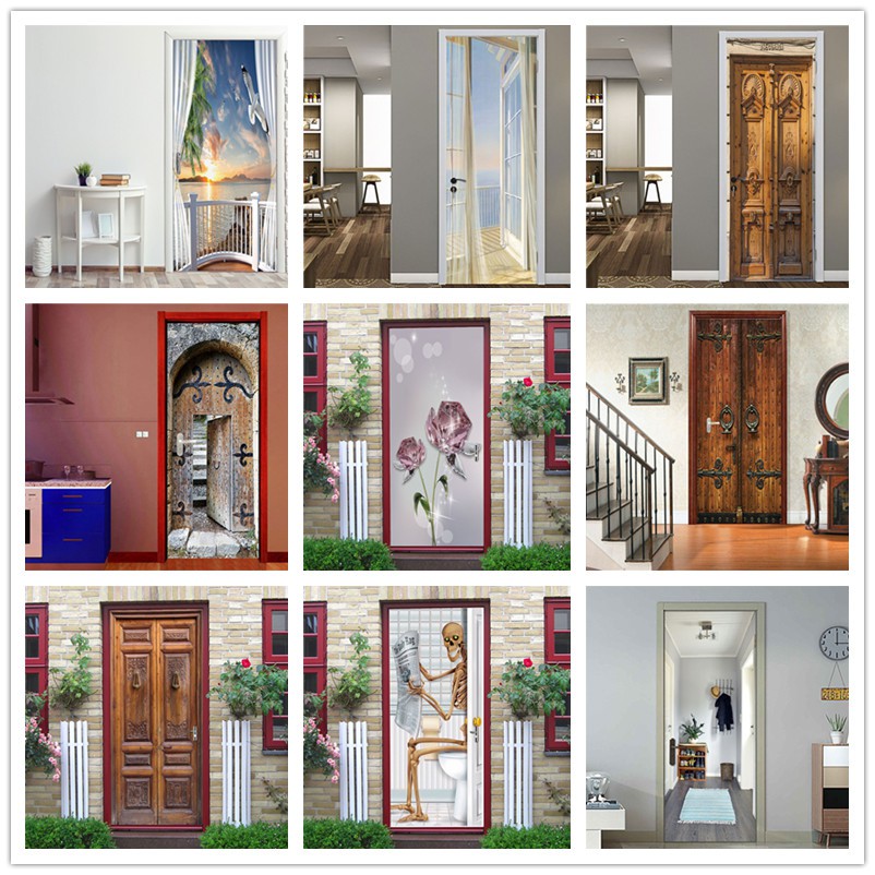 Custom 3D Door Stickers Vinyl Self Adhesive Waterproof Balcony ...