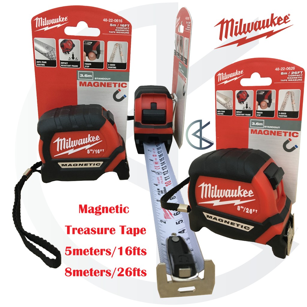 Milwaukee Magnetic Treasure Tape 5meters & 8meters **Premium** | Shopee ...