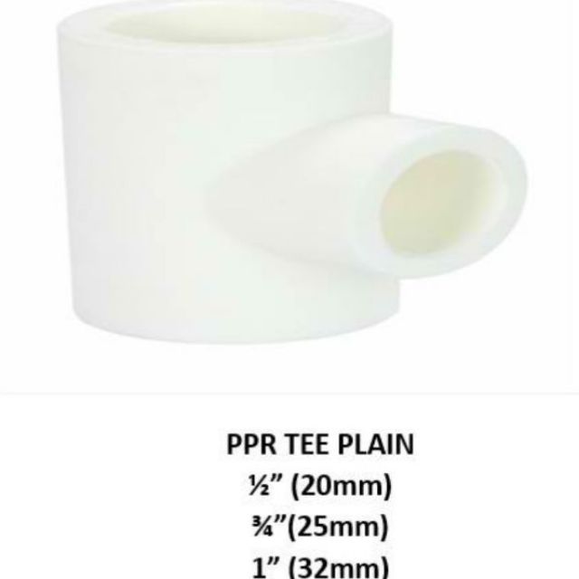 PPR Tee Plain 1/2" 3/4" 1" 20mm 25mm 32mm PPR Hot & Cold Fittings (per ...