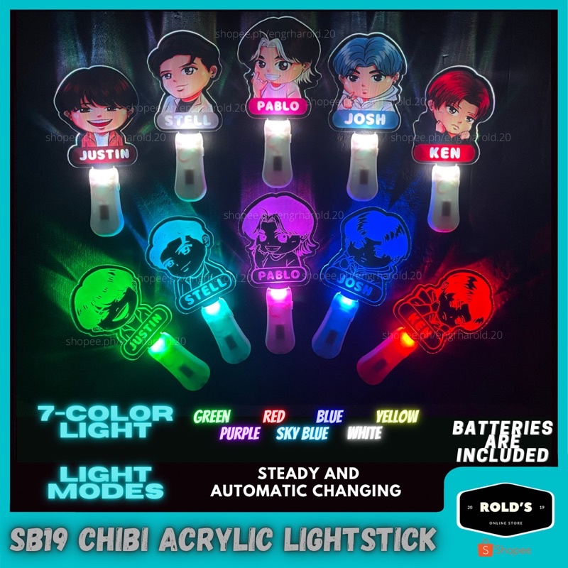 SB19 Chibi Acrylic Lightstick 7-color LED UV and Laser Print P-Pop ...