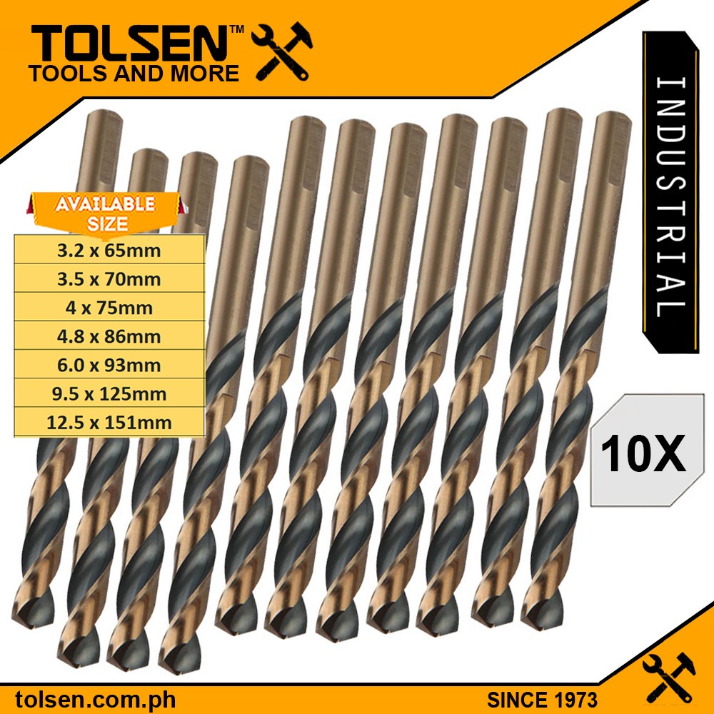 Tolsen 5pcs Black & Gold HSS Drill Bits (12.5mm -151mm) For Metal and Stainless 75132 | Shopee ...