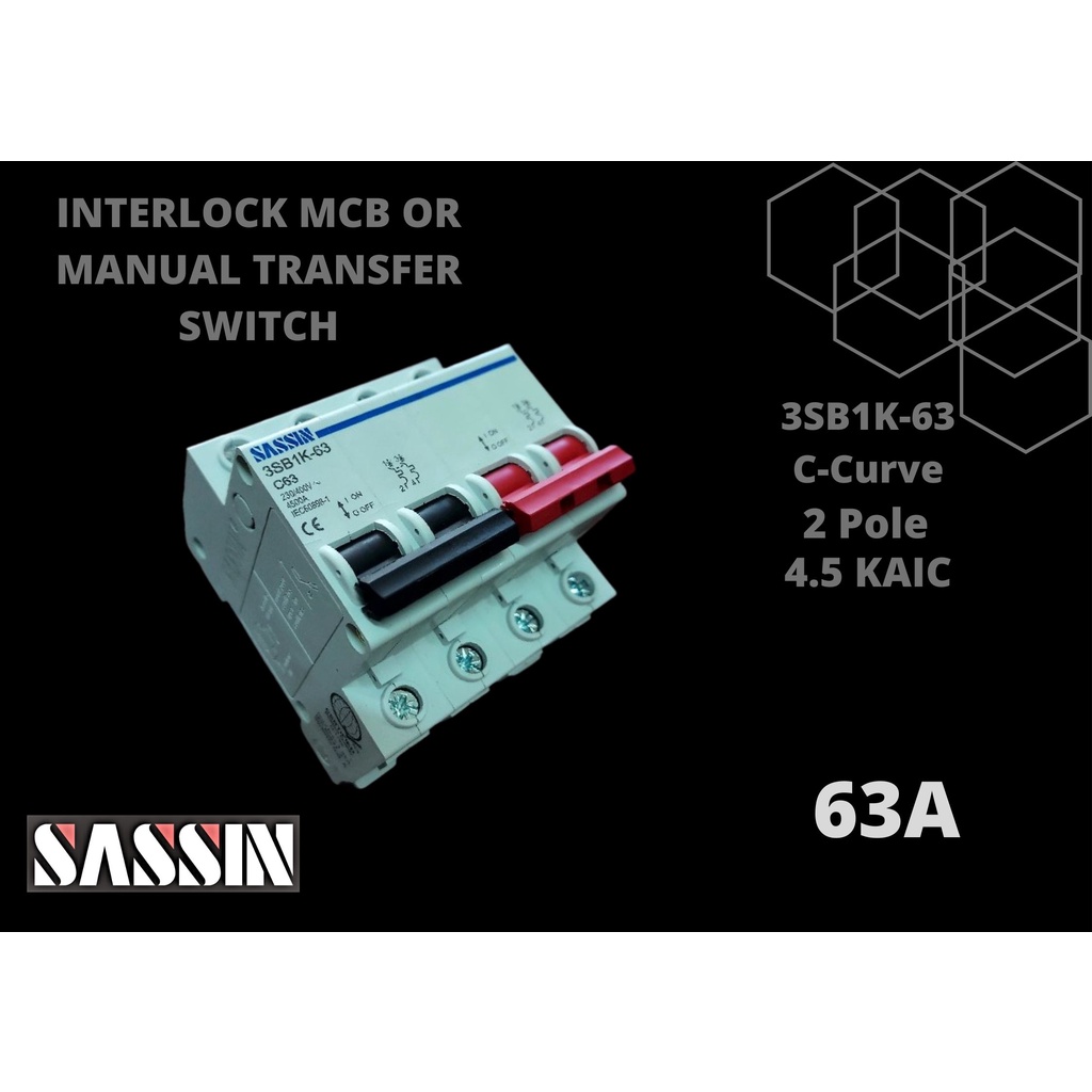 SASSIN Manual Transfer Switch / Interlock MCB ( 32A or 63A ) | Shopee ...