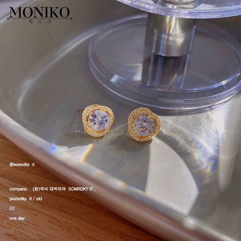 MONIKO Jewelry 18k Gold Swarovski Crystal Stud Earrings Diamond ...
