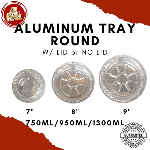 [RETAIL] (ROUND 7"/8"/9") ALUMINUM TRAY W/LID OR NO LID - 10pcs/20pc ...